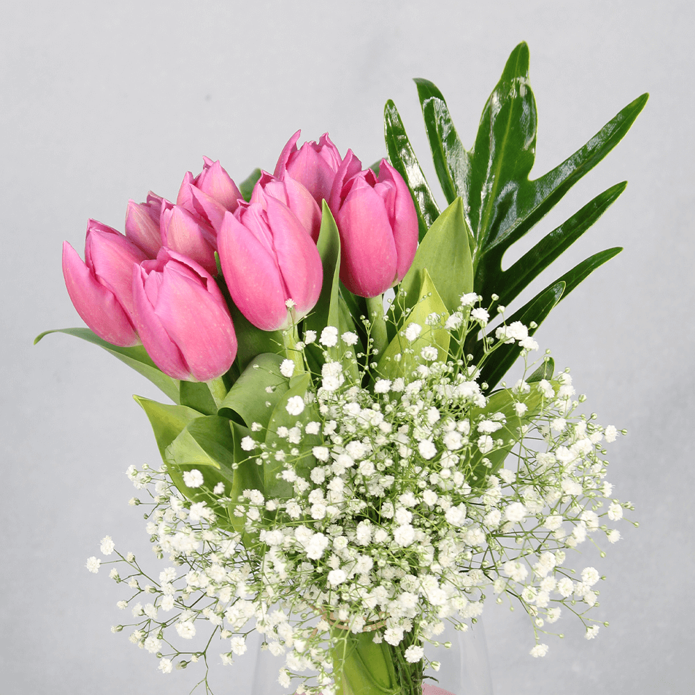 Stunning Pink Tulips | Order Pink Tulips in Vase | BTF.in